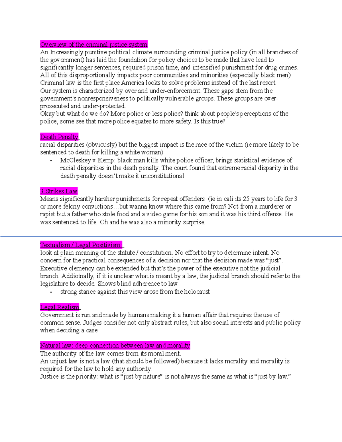 Crim "learning" outline - Overview of the criminal justice system An ...