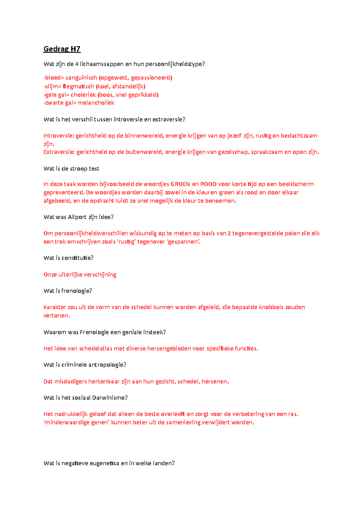 Gedrag H7 - Gedrag H Wat zijn de 4 lichaamssappen en hun ...