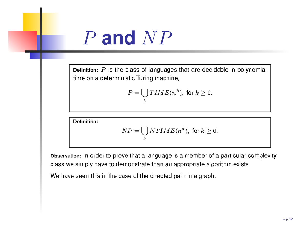 16-time-complexity - Theory of computation notes - P and N P Definition ...