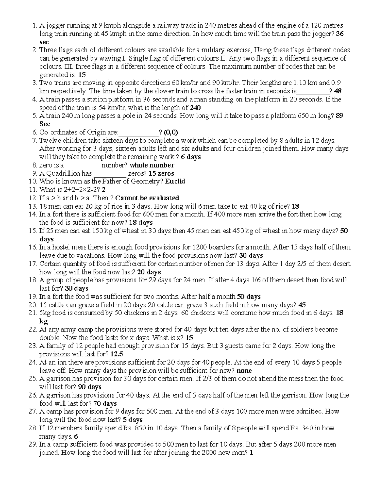 General mathematics - A jogger running at 9 kmph alongside a railway ...