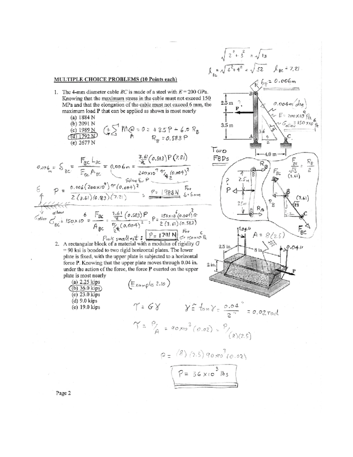 Test no.1 solution for mechanics problem - Control of Mechanical ...