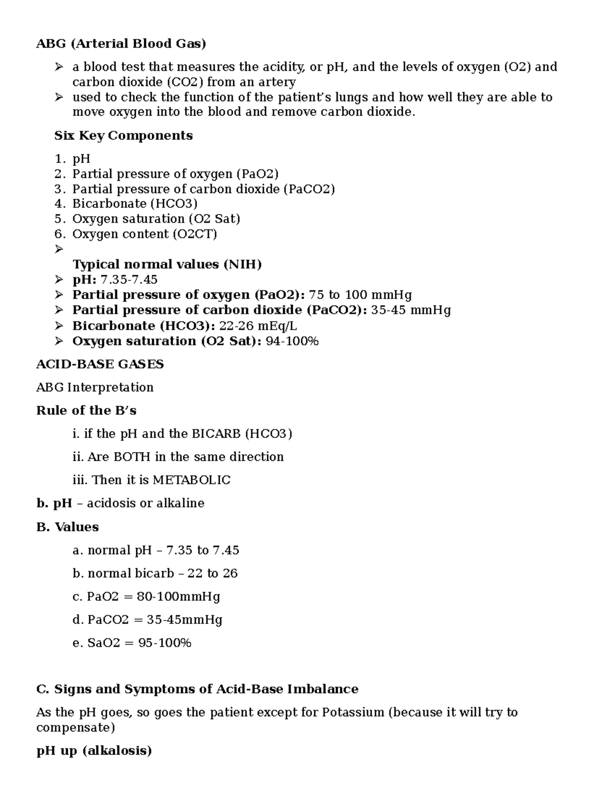 ABG lecture - awwawawaawwawaaw - ABG (Arterial Blood Gas) a blood test ...