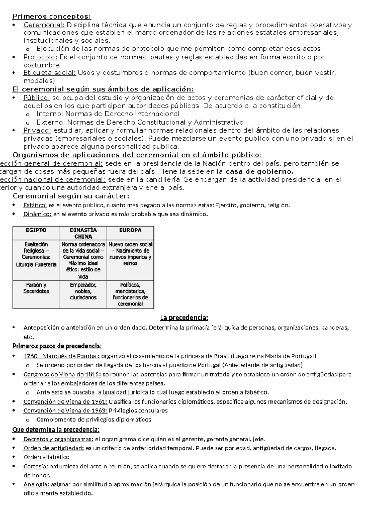Final ceremonial y protocolo - Primeros conceptos: Ceremonial: Disciplina técnica que enuncia un ...