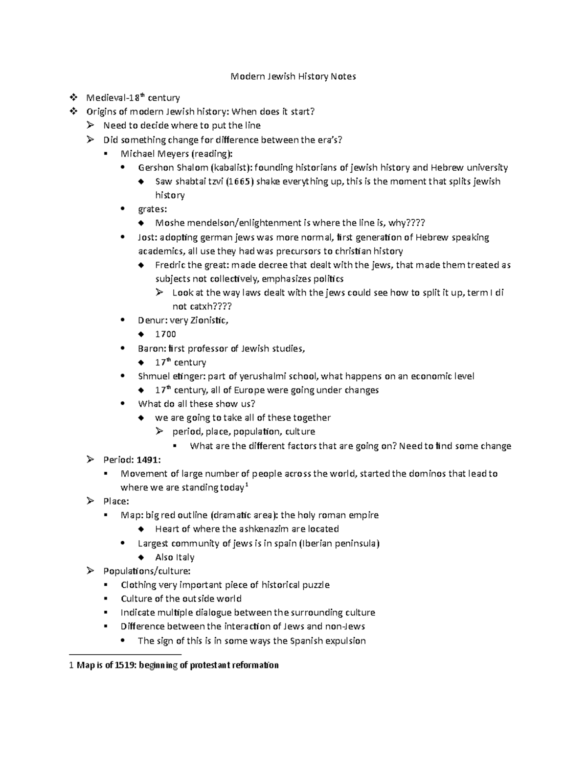 Modern Jewish History Notes - Shift west to east Sefardim: 1492 ...