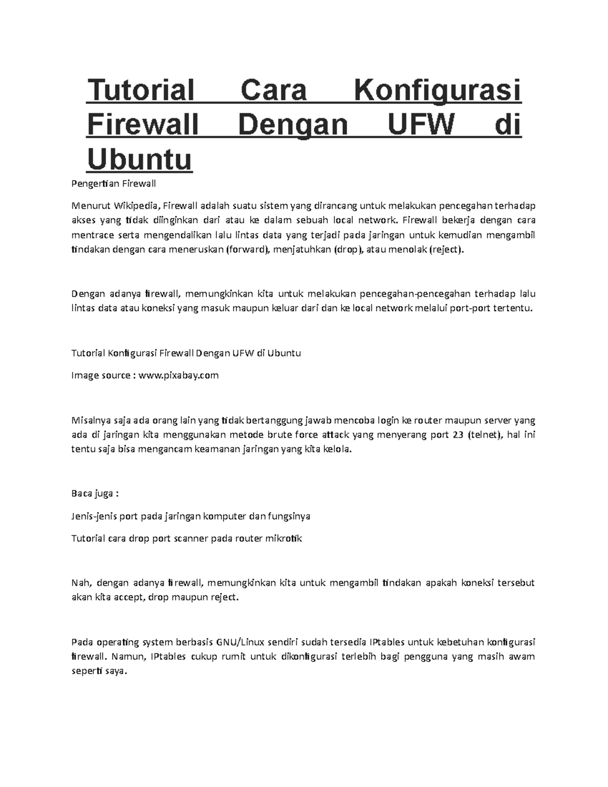 Tutorial Cara Konfigurasi Firewall Dengan UFW di Ubuntu - Tutorial Cara Konfigurasi Firewall ...