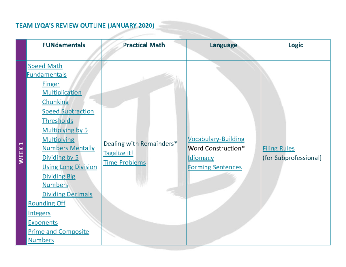 Study-Guide TEAM - TEAM LYQA’S REVIEW OUTLINE (JANUARY 2020 ...