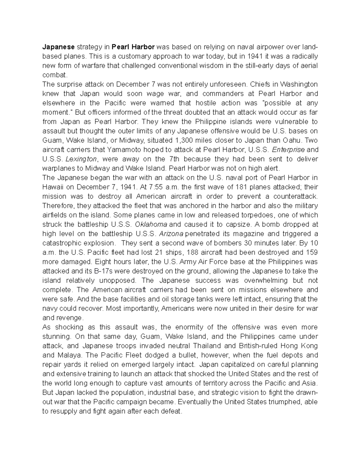 Pearl Harbour - notes - Communication and media - IIUI - Studocu