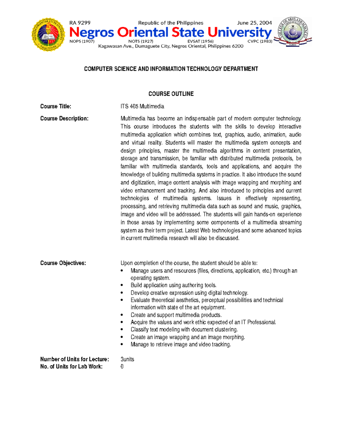 Multimedia and graphics - COMPUTER SCIENCE AND INFORMATION TECHNOLOGY ...