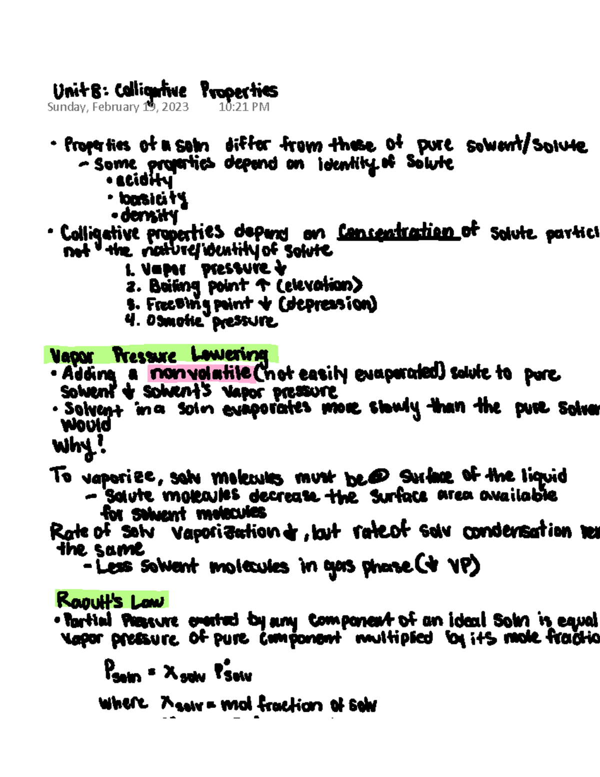 Unit8-colligative - Chem 102 unit 8 book notes: colligative properties ...