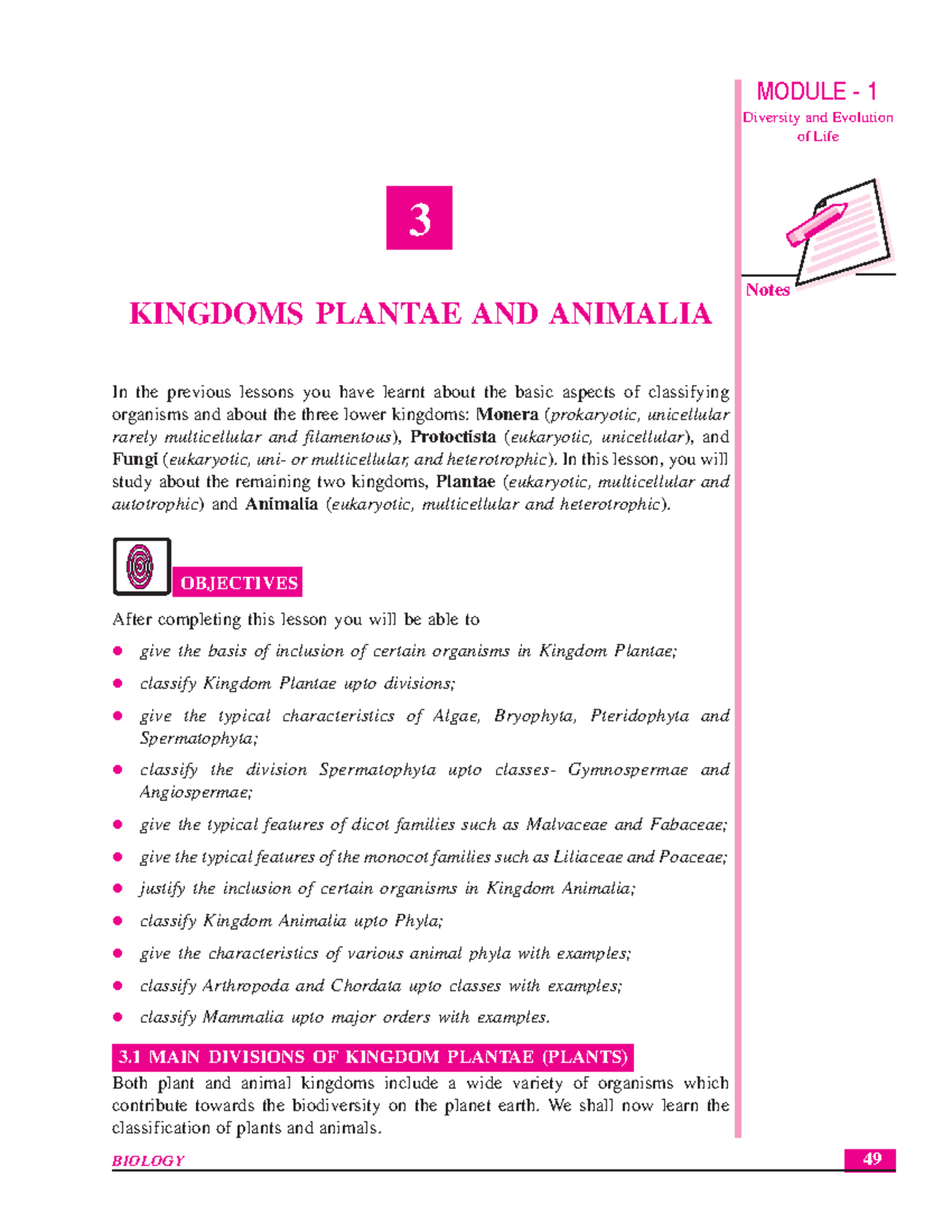 Kingdom Plantae and Animalia - Diversity and Evolution of Life Notes In ...