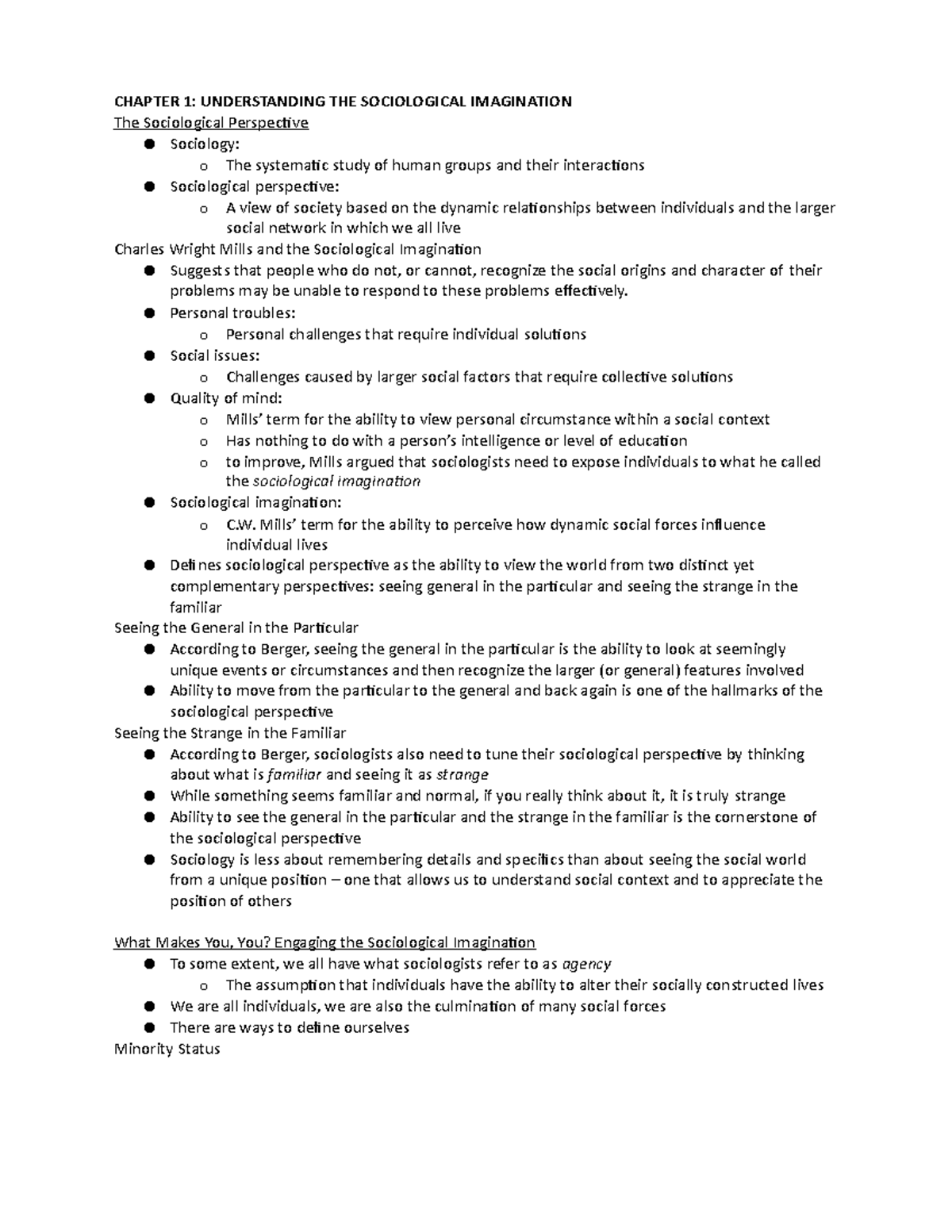 Soc study guide - Lecture notes 1-10 - CHAPTER 1: UNDERSTANDING THE ...