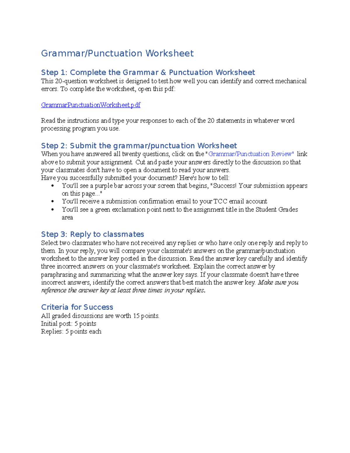 Grammar Punctuation Worksheet - Studocu