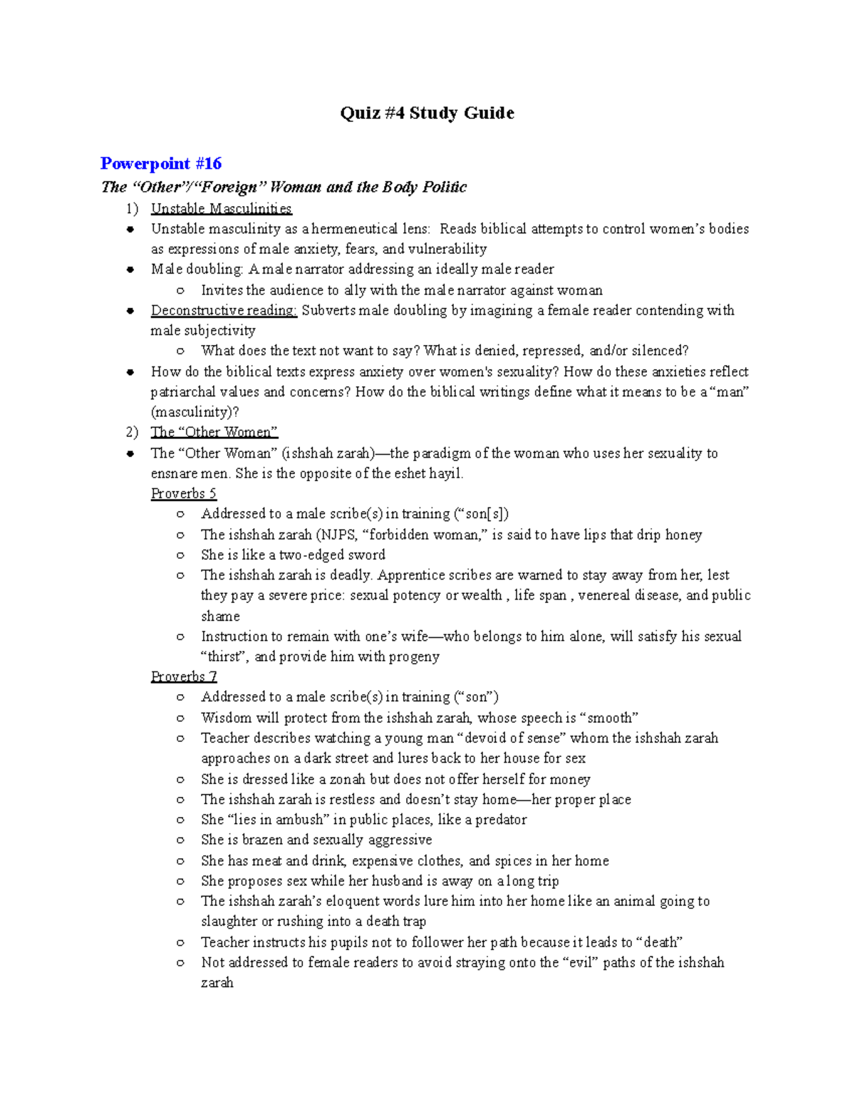 Quiz #4 Study Guide - Professor Stahl - Quiz #4 Study Guide Powerpoint The