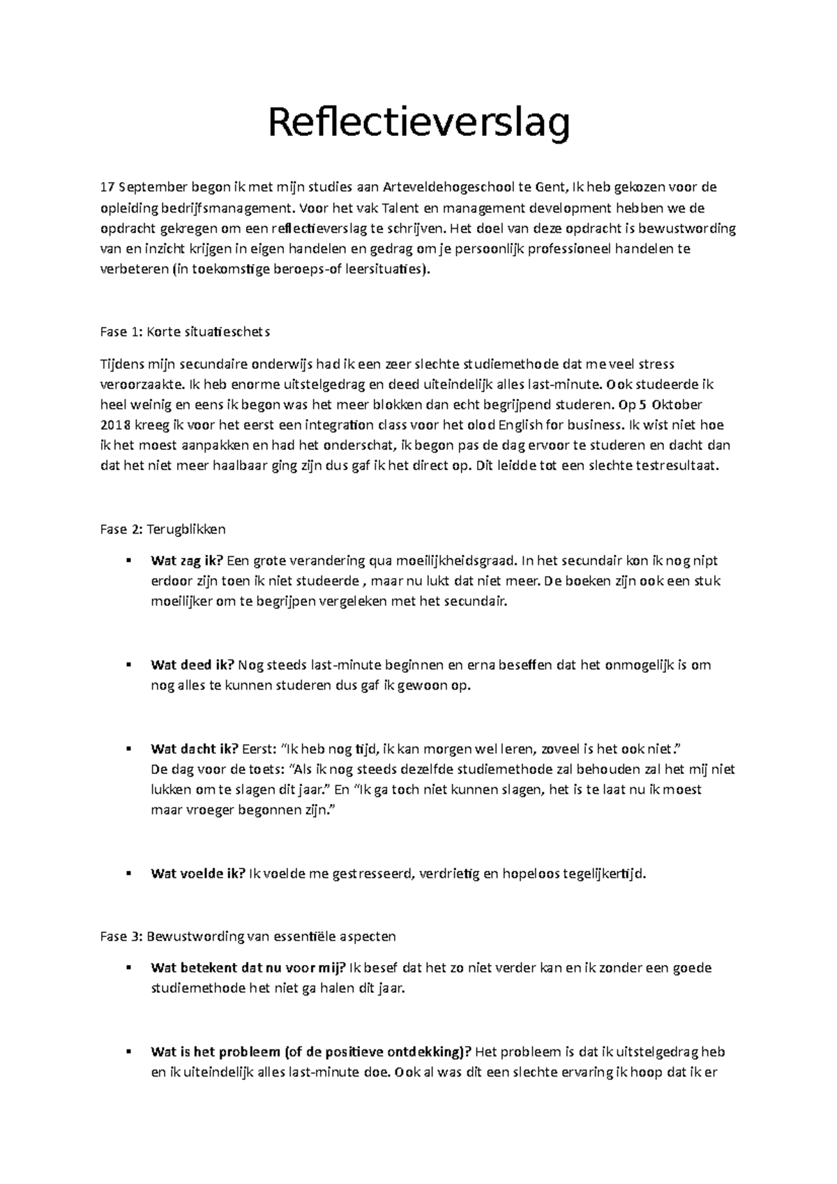 Reflectieverslag - Samenvatting Talent & Management Development ...