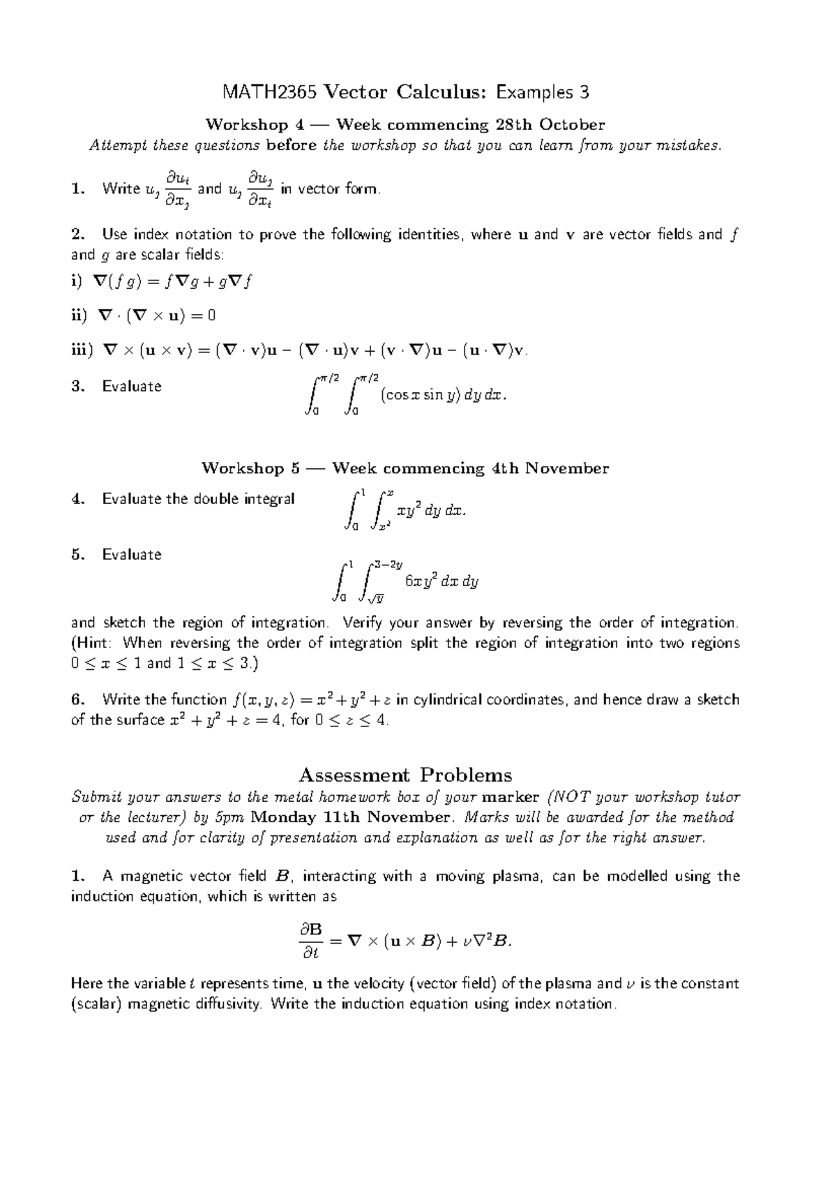 Examples 3 - Exercise problem sets - MATH2365Vector Calculus: Examples ...