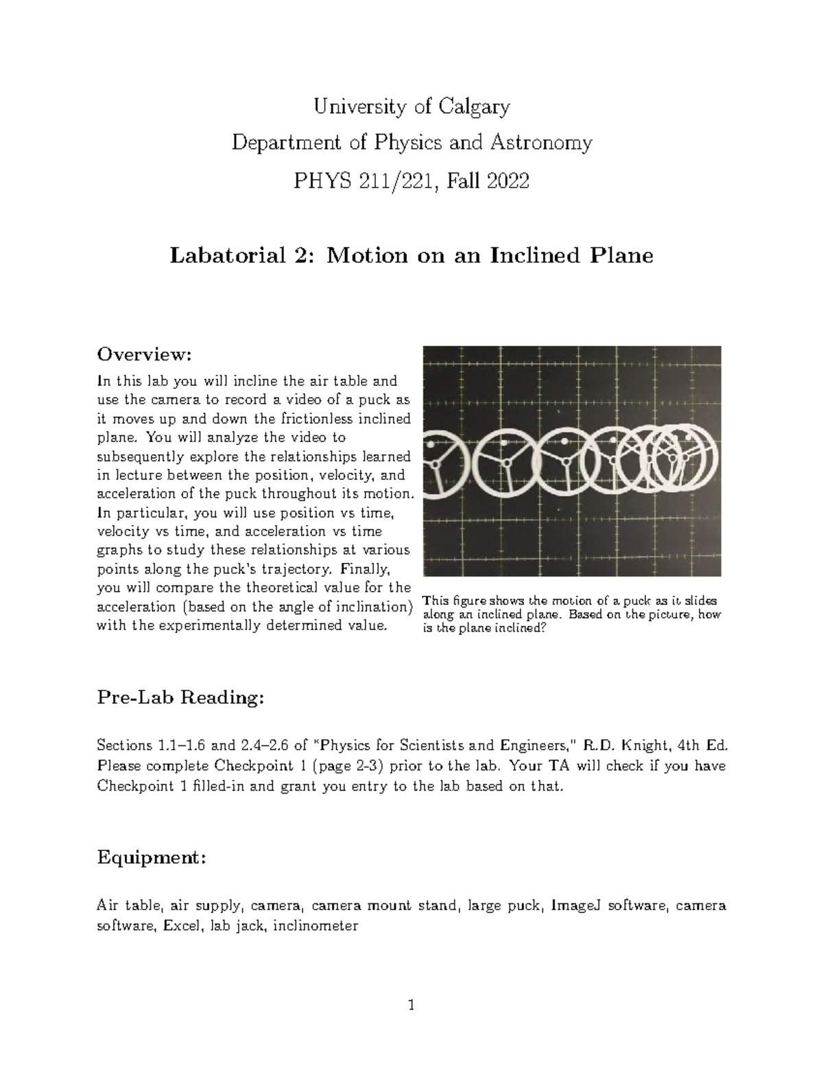 Phys211 Labatorial 02 - University of Calgary Department of Physics and ...