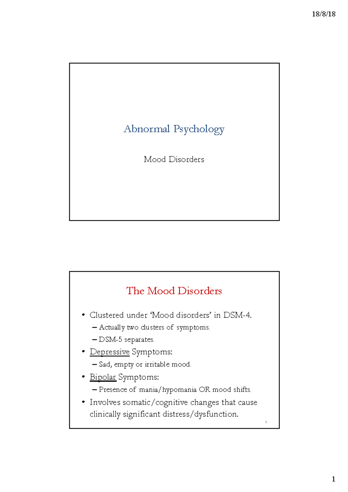Week 5 - Mood Disorders (Edit from SUM) - Abnormal Psychology Mood ...