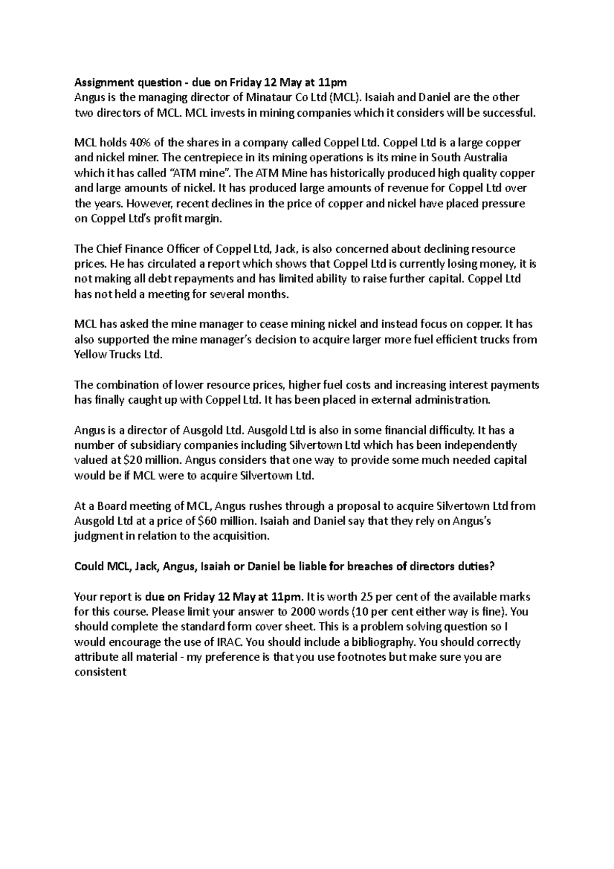 Assignment Question Sem 1 2023 Assignment Question Due On Friday 12 May At 11pm Angus Is