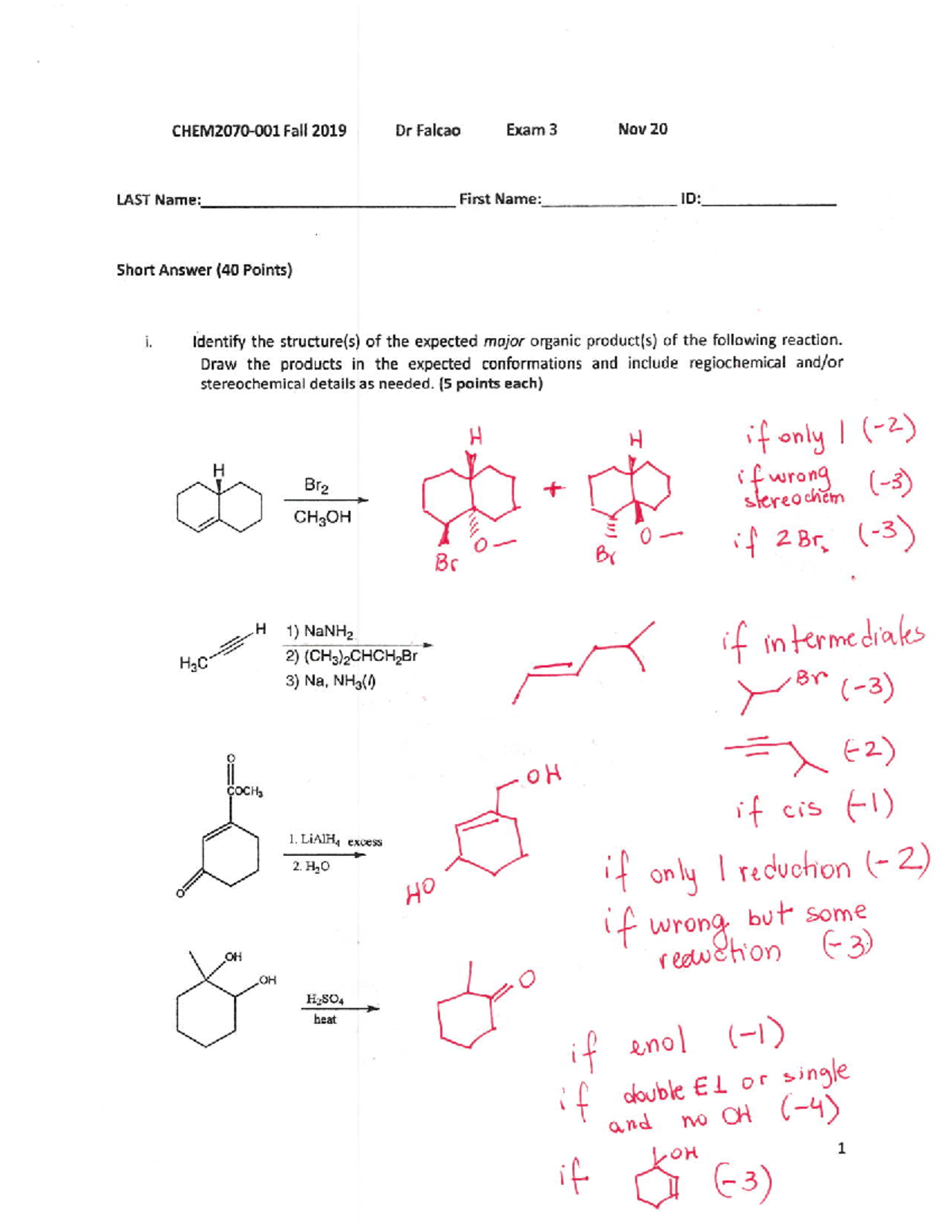 Exam 3 orgo KEY - exam 3 key - CHEM 2070 - Studocu