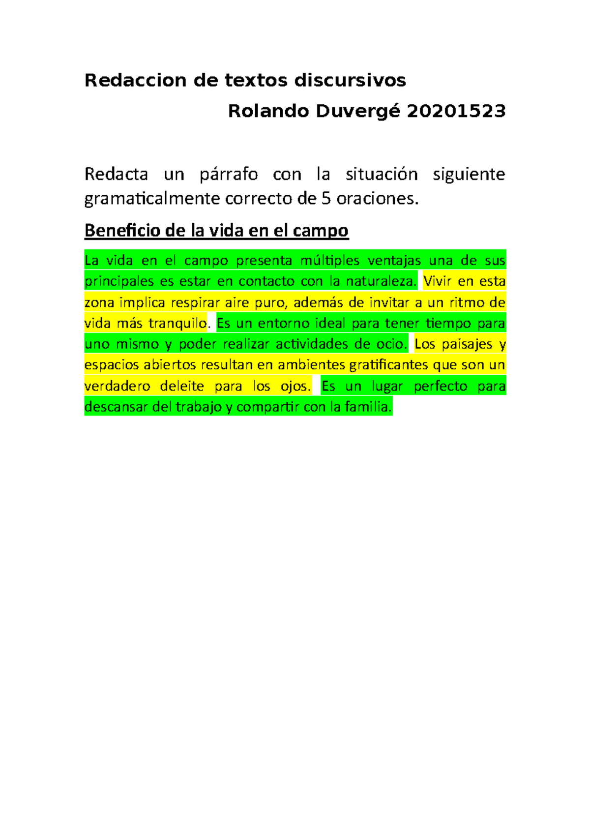 Parrafo con 5 oraciones Rolando Duvergé - Redaccion de textos ...