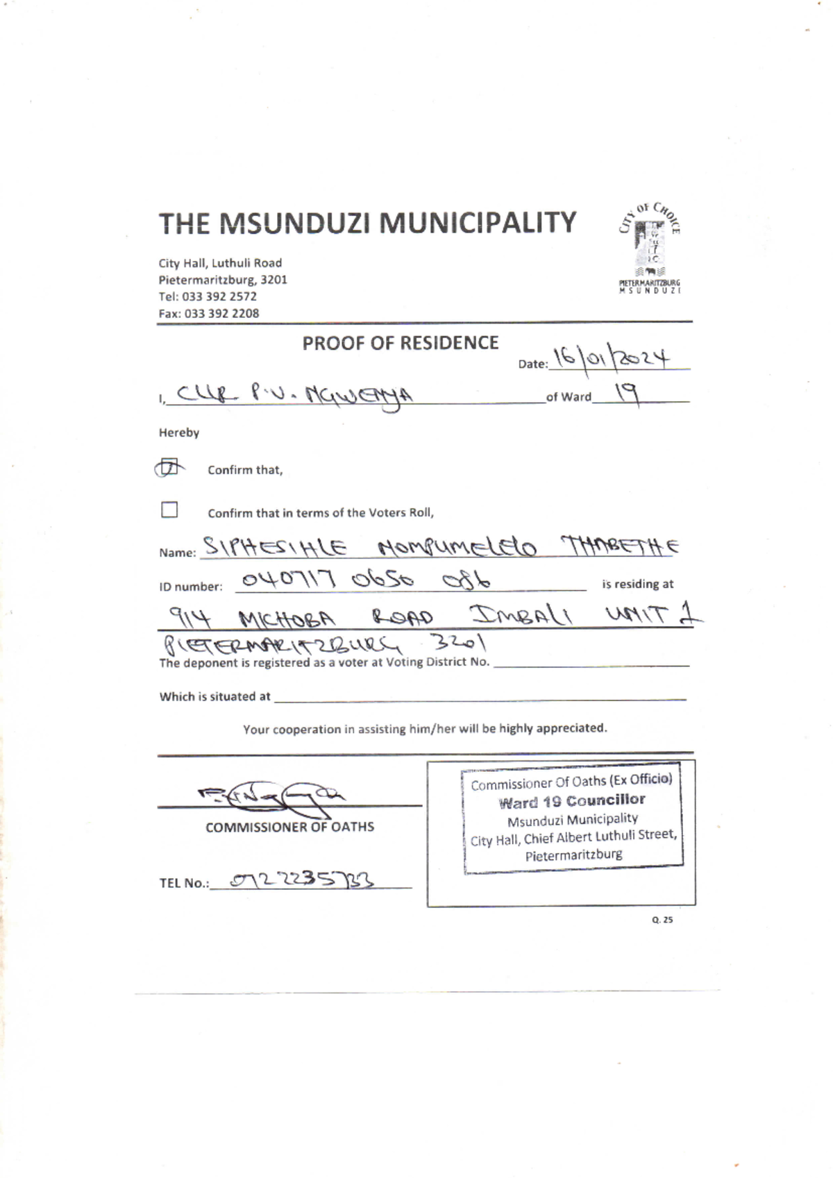 Img20240319 20384997 - Notes - THE MSUNDUZI MUNICIPALITY City Hall ...