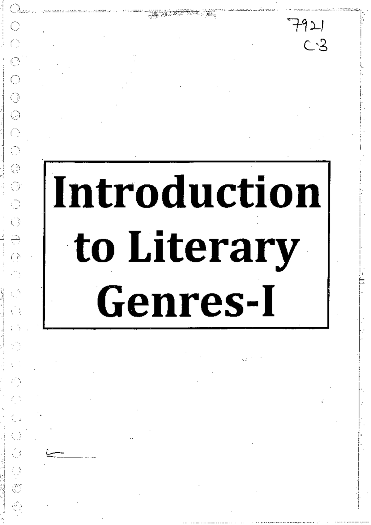Introduction to Literary Genres-Sem-I - Masters of English - Studocu