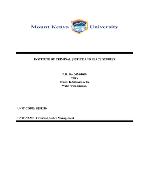 Notes part one- CRSS 101- Introduction TO Juvenile Justice - NOTES IN ...