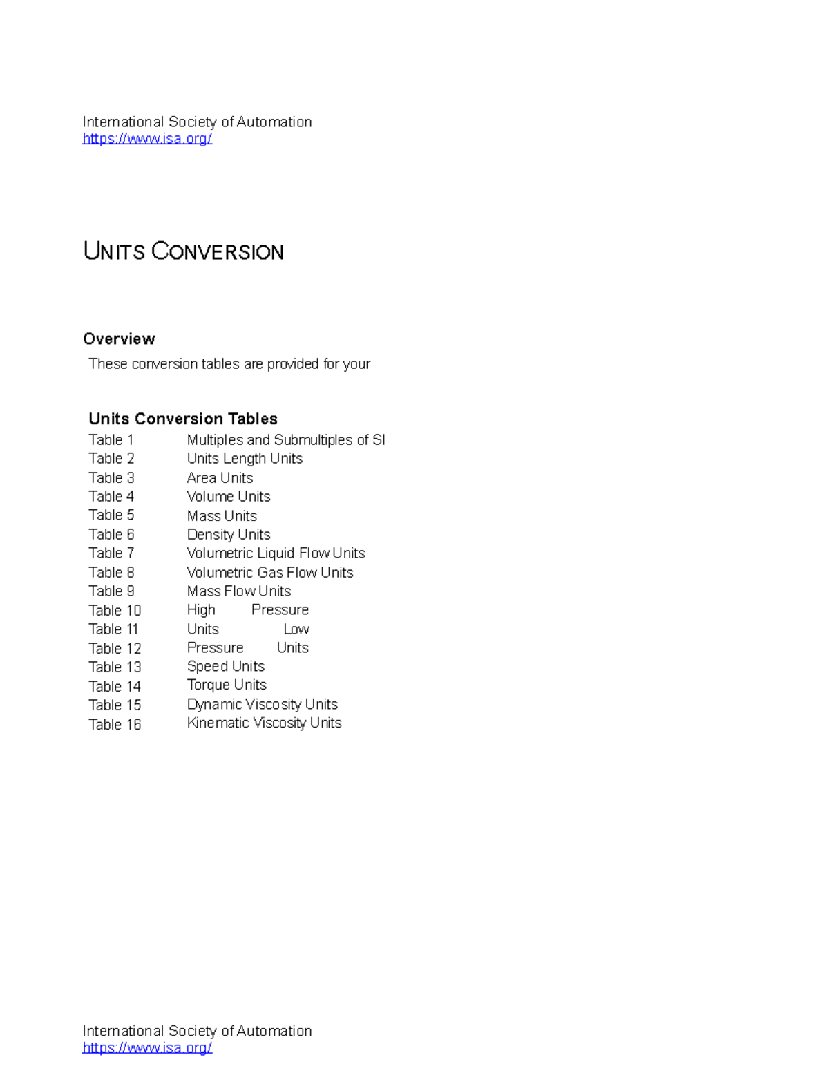 CCST-Conversions-document - isa/ UNITS CONVERSION TABLES Overview These ...