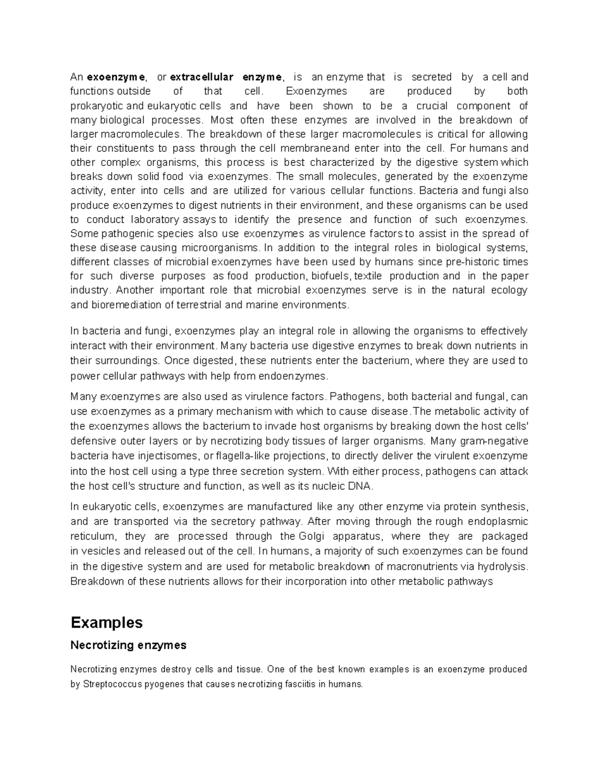 Exo & Endo enzyme - Lecture notes - An exoenzyme , or extracellular ...