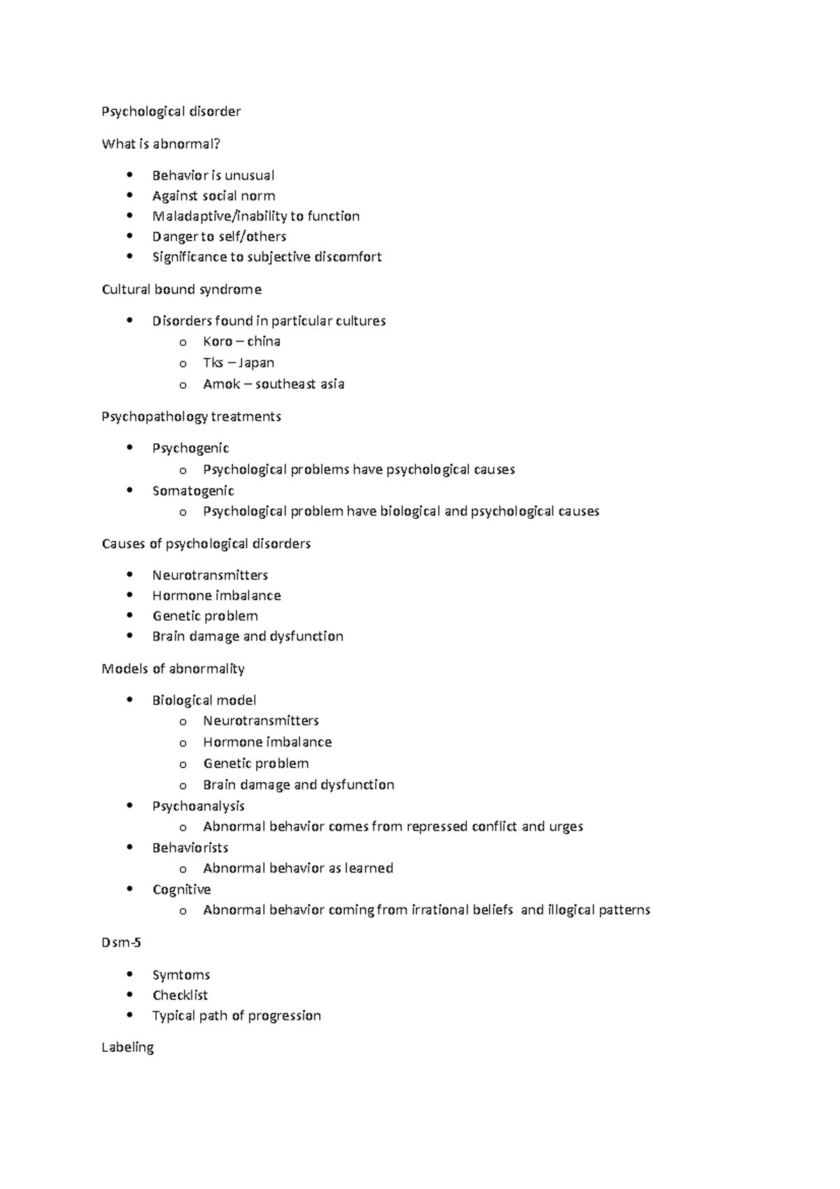 Abnormal Chapters - Psychological disorder What is abnormal? Behavior ...