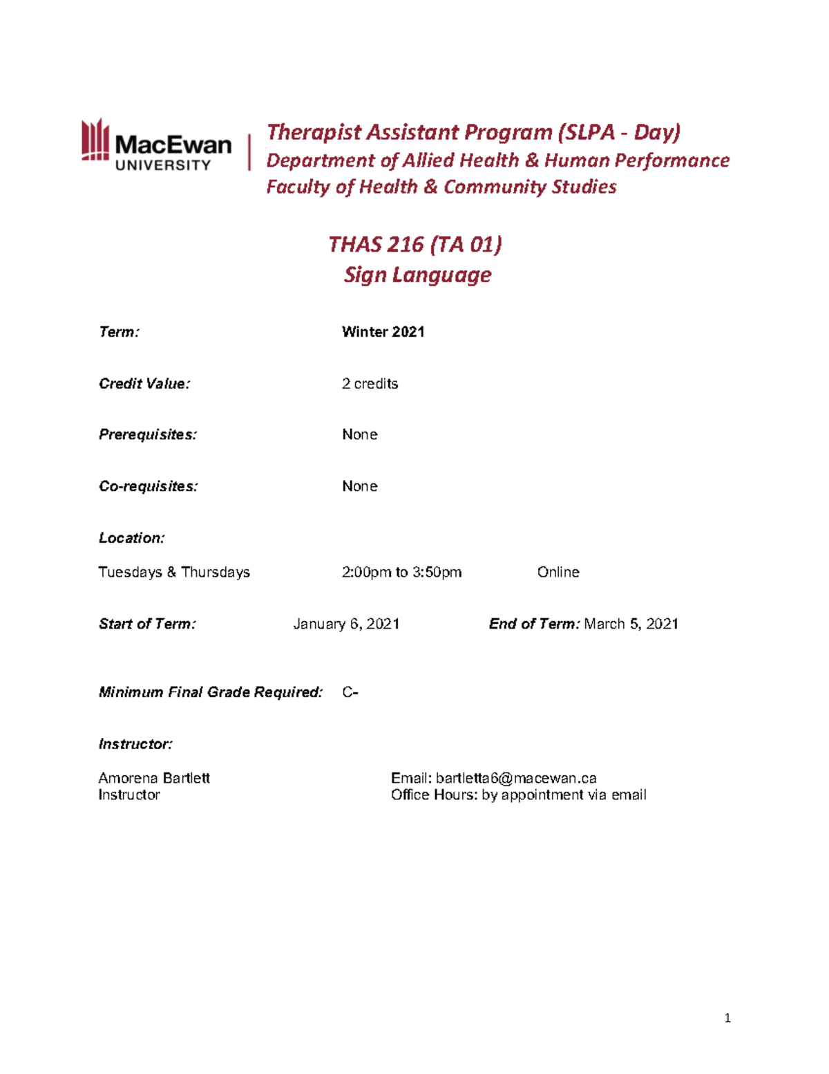 THAS 216 Outline - assignment for class - Therapist Assistant Program ...