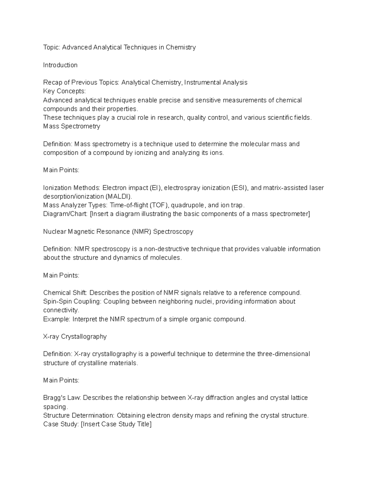 Topic Advanced Analytical Techniques in Chemistry - Topic: Advanced ...