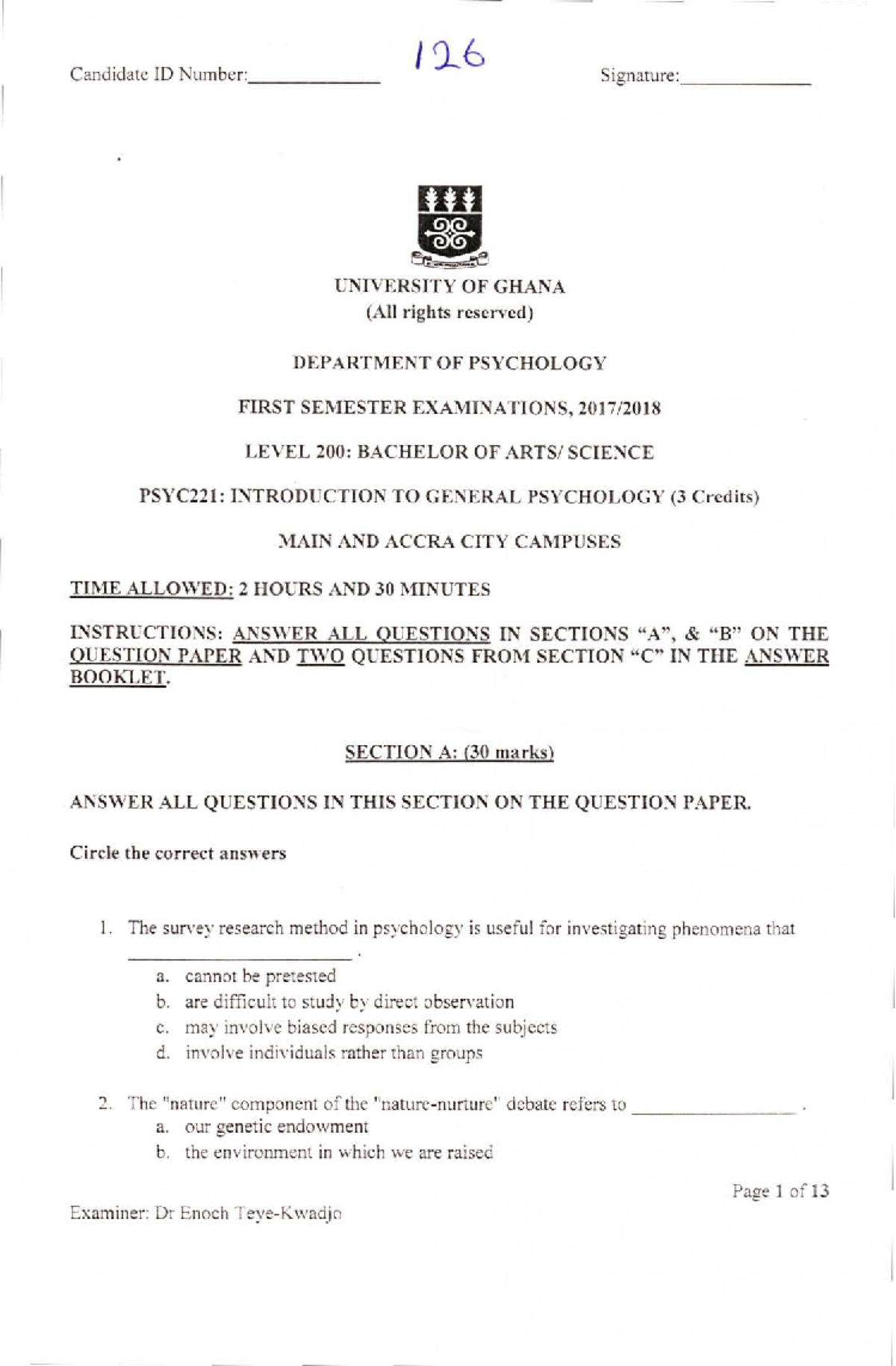 Document (35) - It is past questions - Candidate ID Number: _ Signature ...