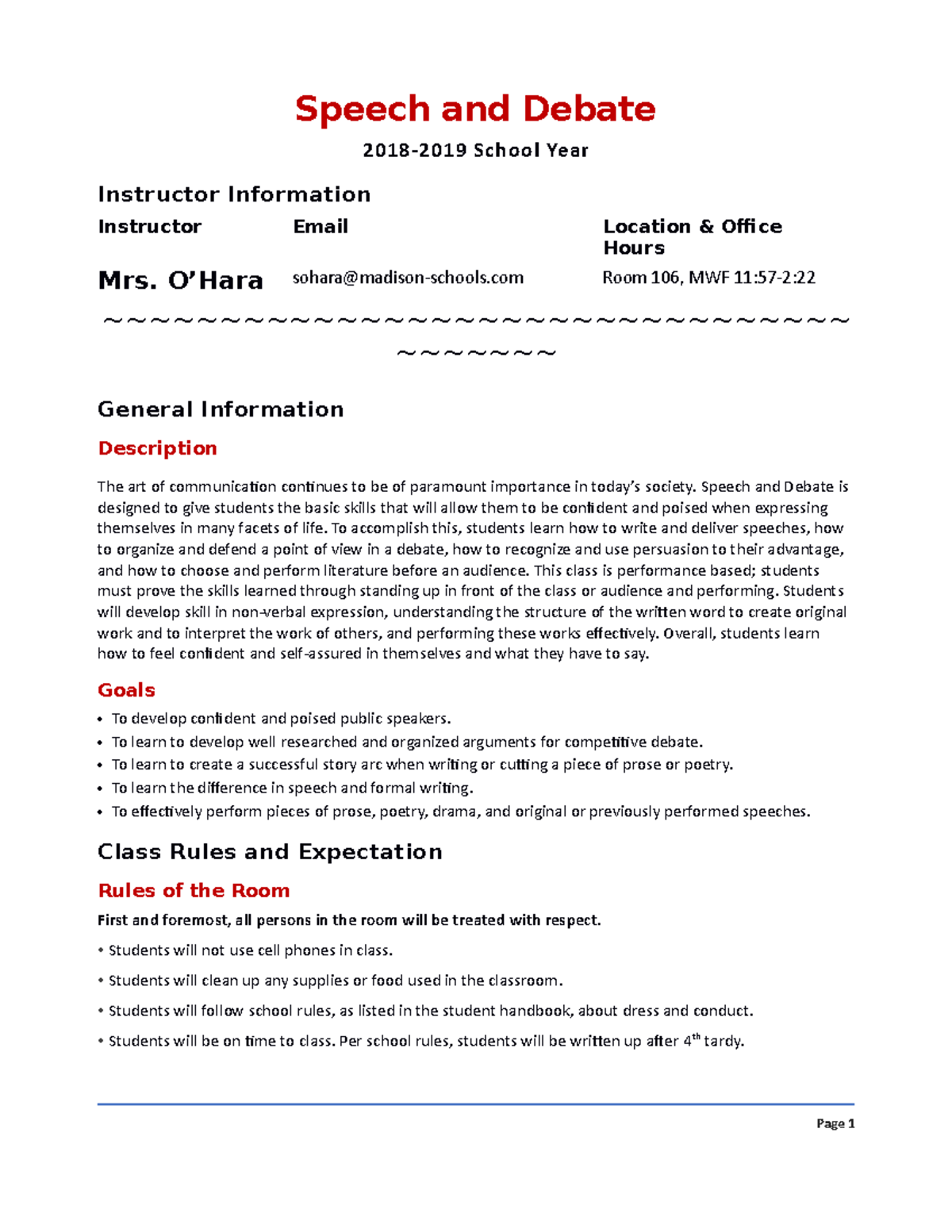 Speech and Debate Syllabus - Speech and Debate 2018-2019 School Year ...