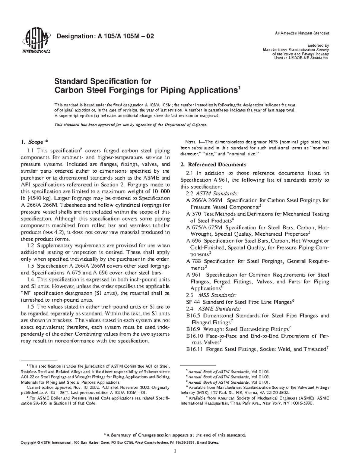 ASTM A105 - deals with code and standard related to mechanical design ...