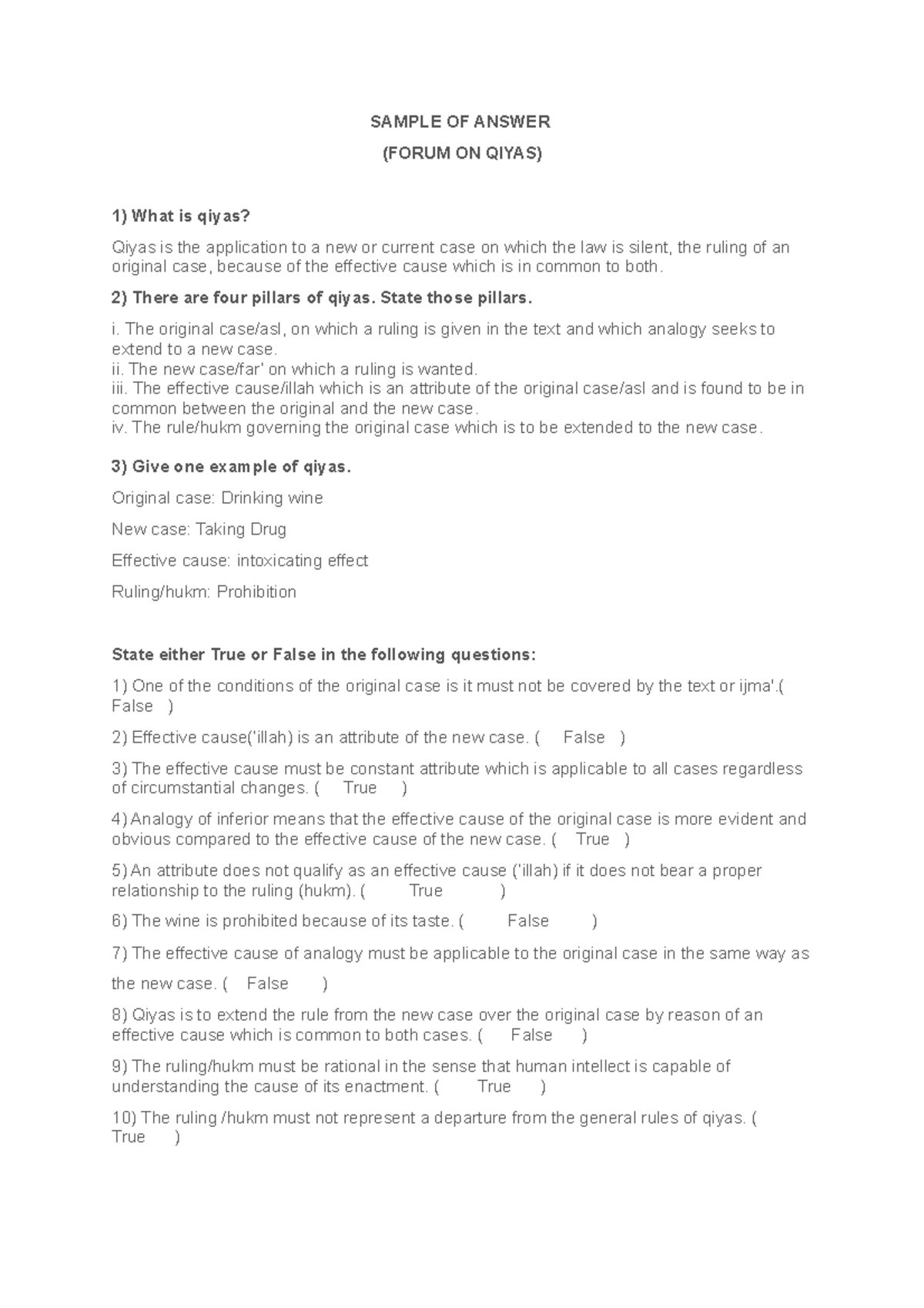 Sample OF Answer Forum ON Qiyas - SAMPLE OF ANSWER (FORUM ON QIYAS ...