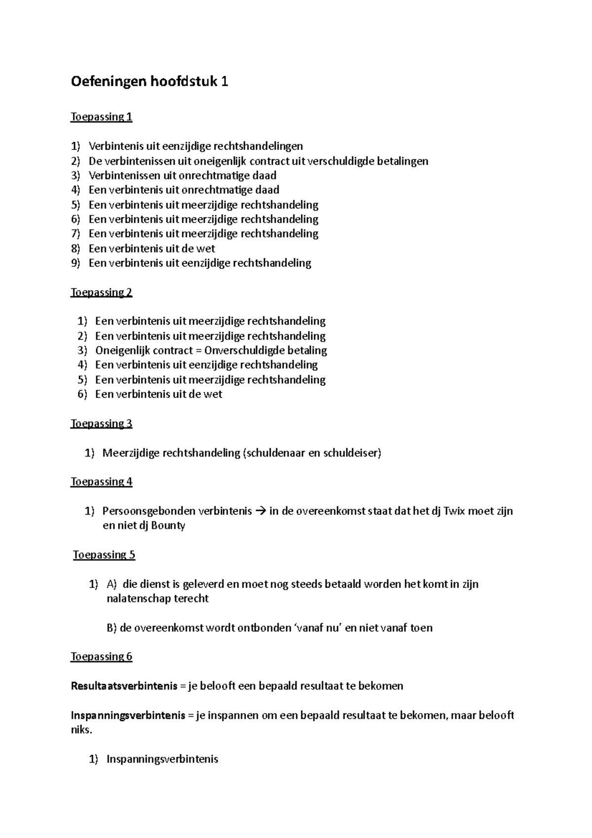 Oefeningen hoofdstuk 1 verbintenissen - Oefeningen hoofdstuk 1 ...
