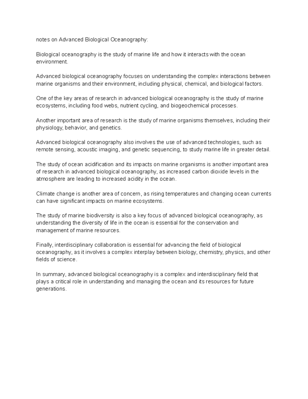 Notes on Advanced Biological Oceanography - notes on Advanced ...