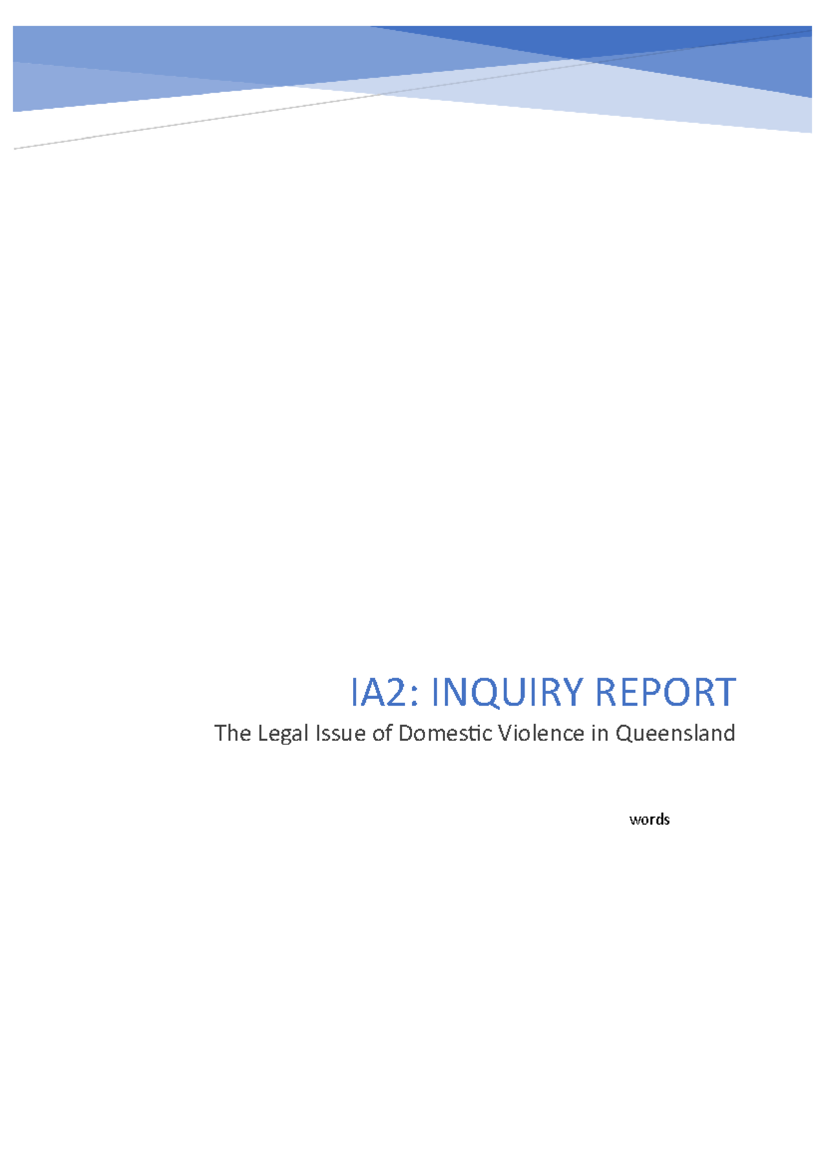 Legal Domestic Violence Inquiry - words IA2: INQUIRY REPORT The Legal ...