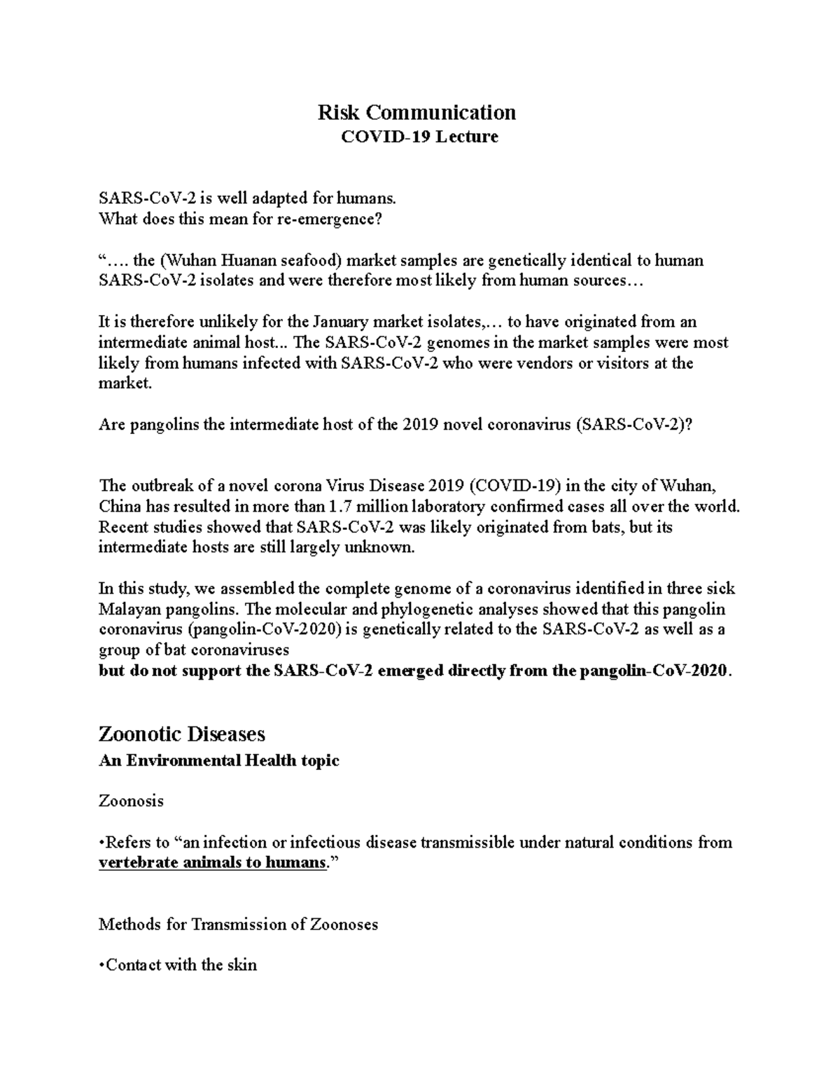 Risk Communication - Dr. Axelrad/Dr. Becker - Risk Communication COVID ...