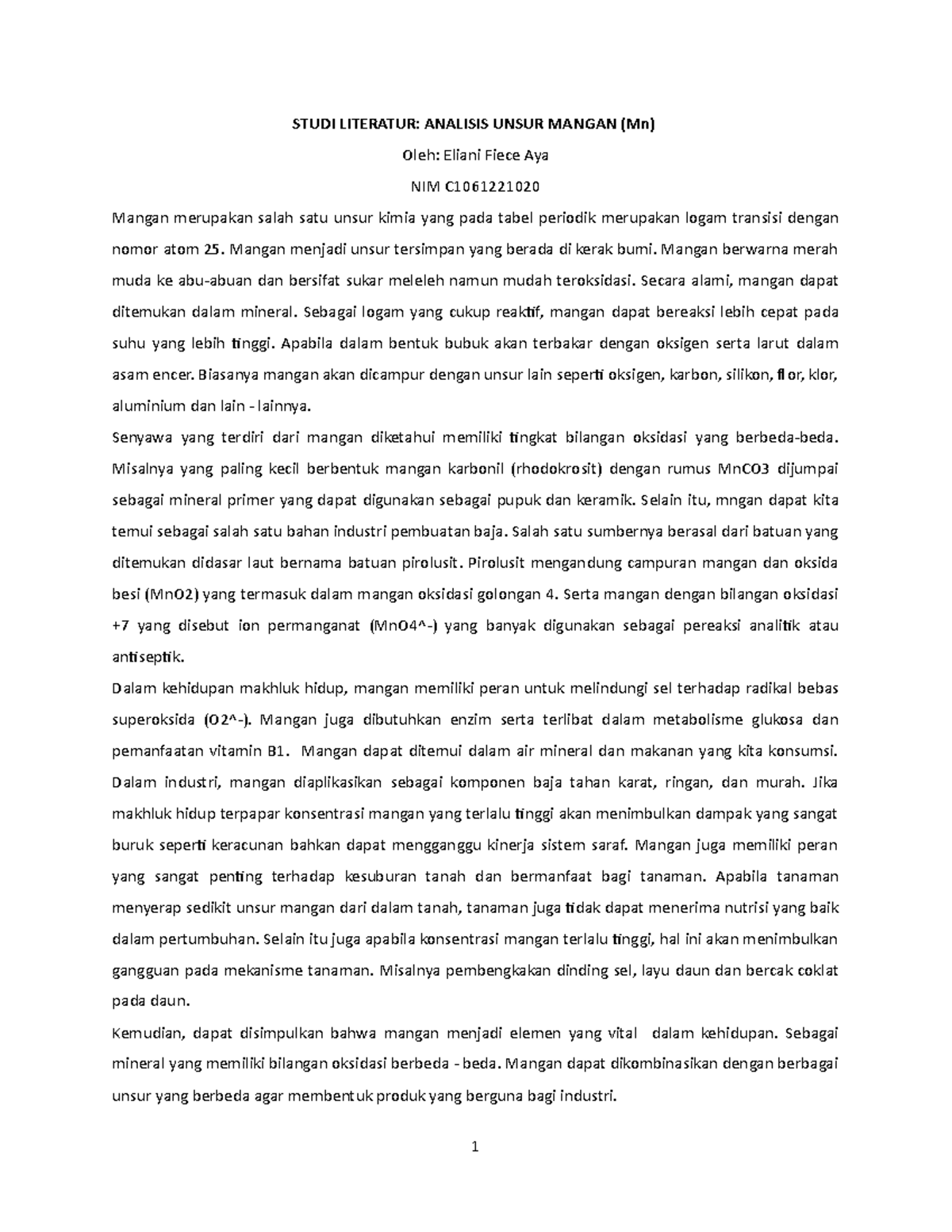Studi Literatur : Analisis Unsur Mangan (Mn) - STUDI LITERATUR ...
