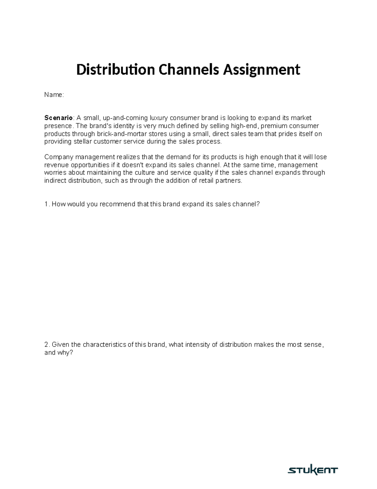 Mkt241 document distribution Channels Assignment - Distribution ...