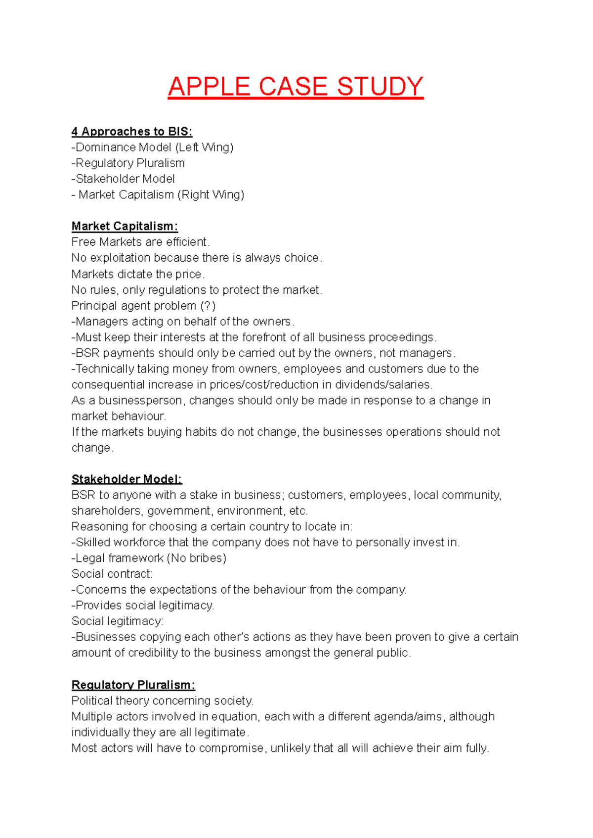 Business in soc - Apple - Case Study - APPLE CASE STUDY 4 Approaches to BIS: -Dominance Model ...