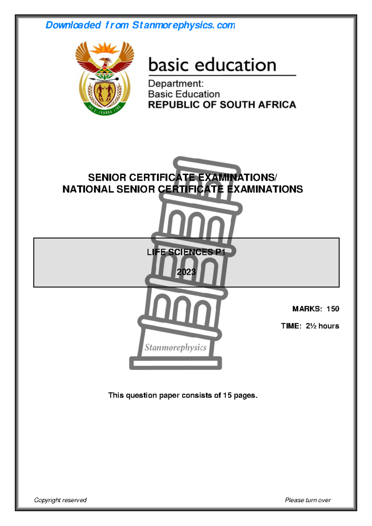 NSC Life Sciences Grade 12 May June 2023 P1 and Memo - SENIOR ...