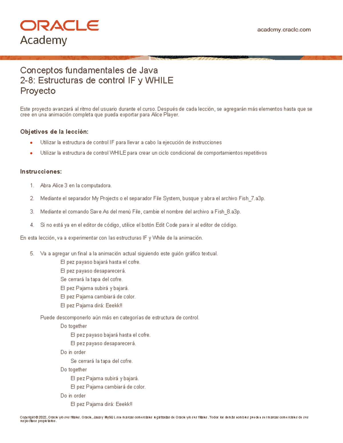 JF 2 8 Project esp - preparación de examen - Copyright © 2022, Oracle y ...