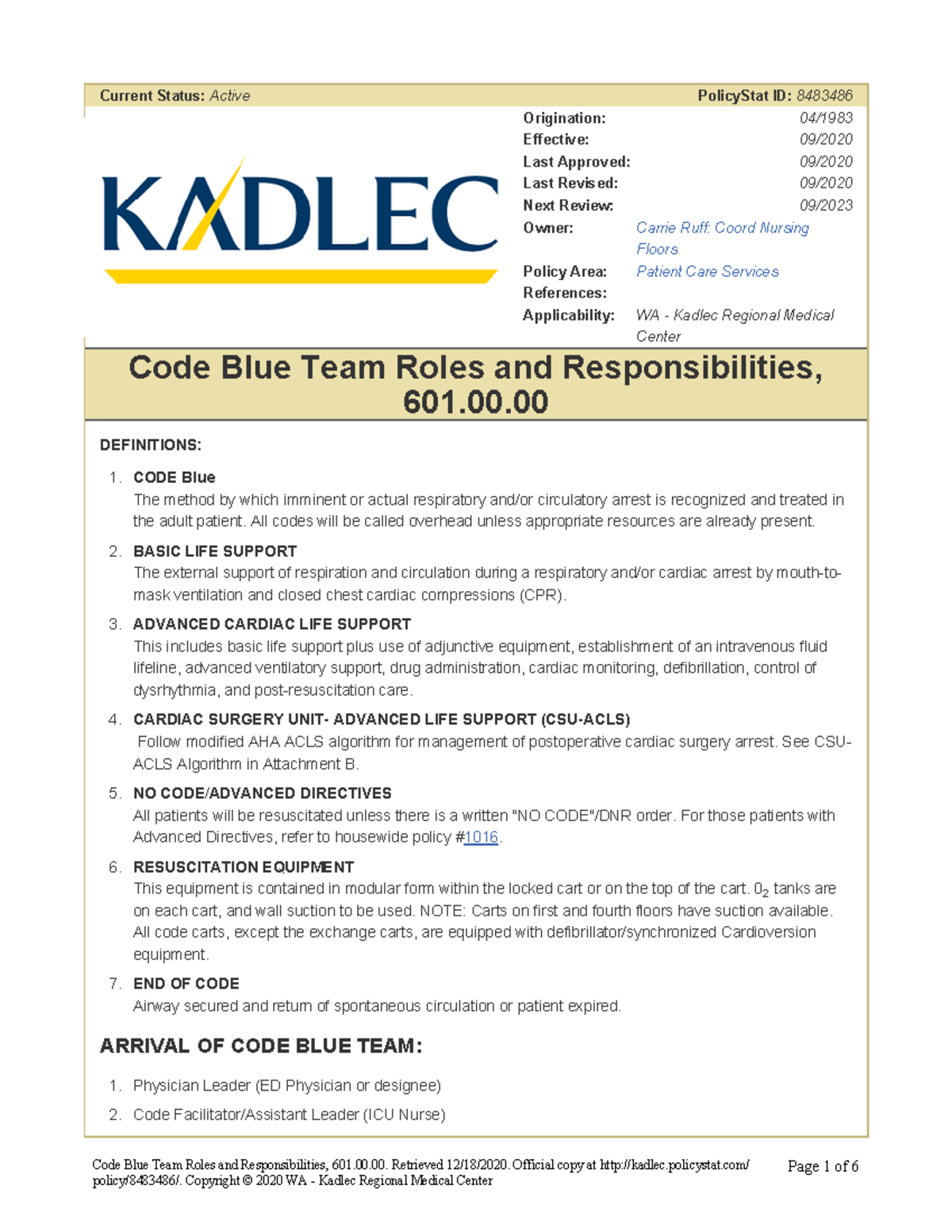 Codeblueteamroles - will help with presentation scenarios - Current ...