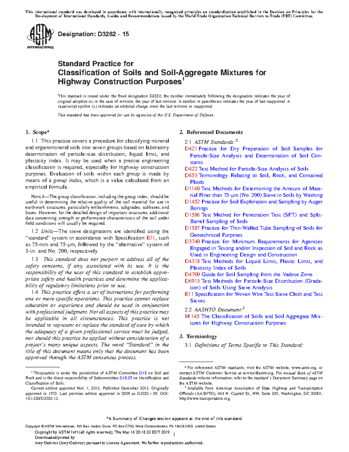 ASTM D3282_Clasificación - Designation: D3282− 15 Standard Practice for ...