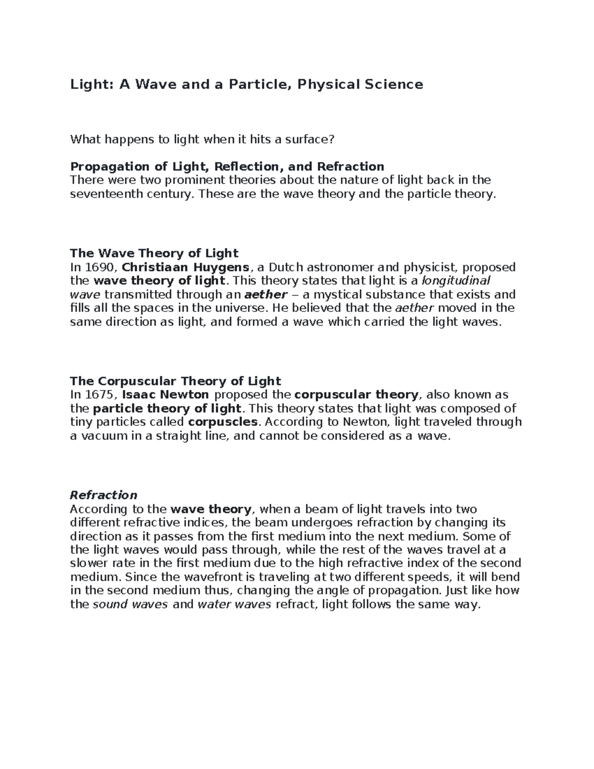 Group 3-Reference - REVIEWER FOR PHYSCI G11 - Light: A Wave and a ...