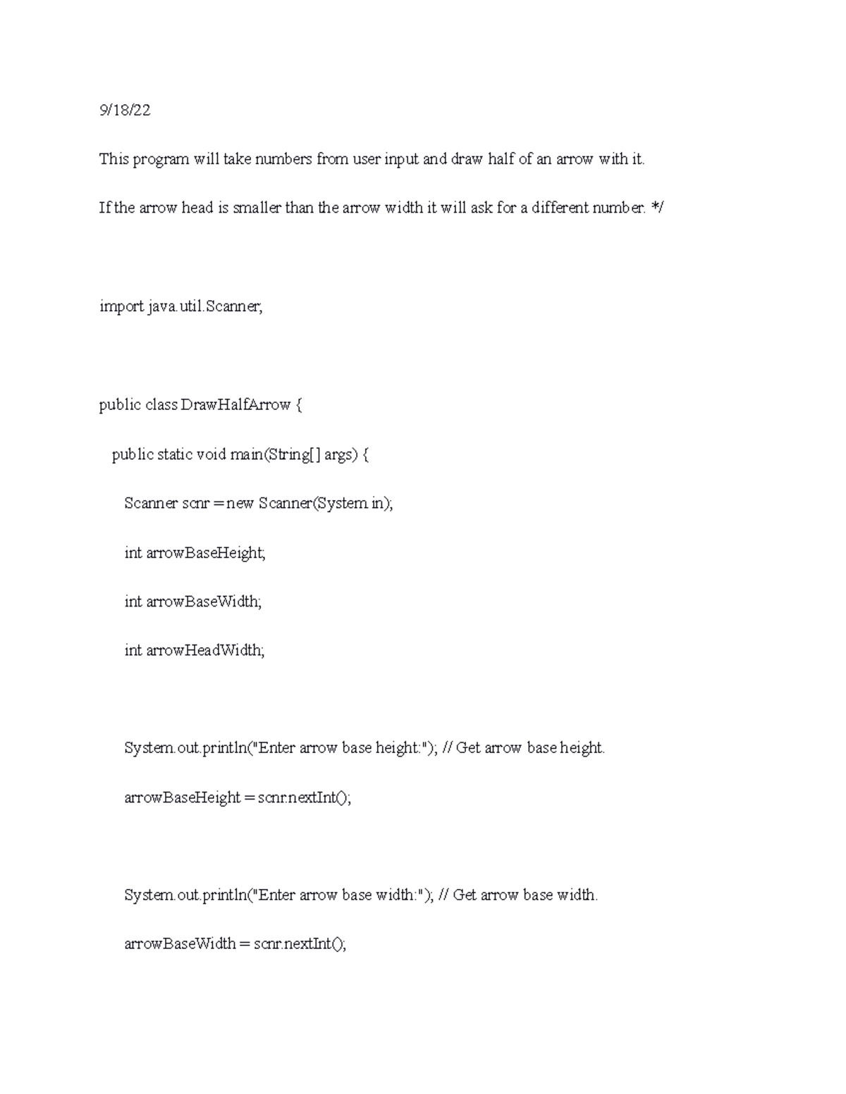 Program Drawing A Half Arrow 918 This Program Will Take Numbers From User Input And Draw