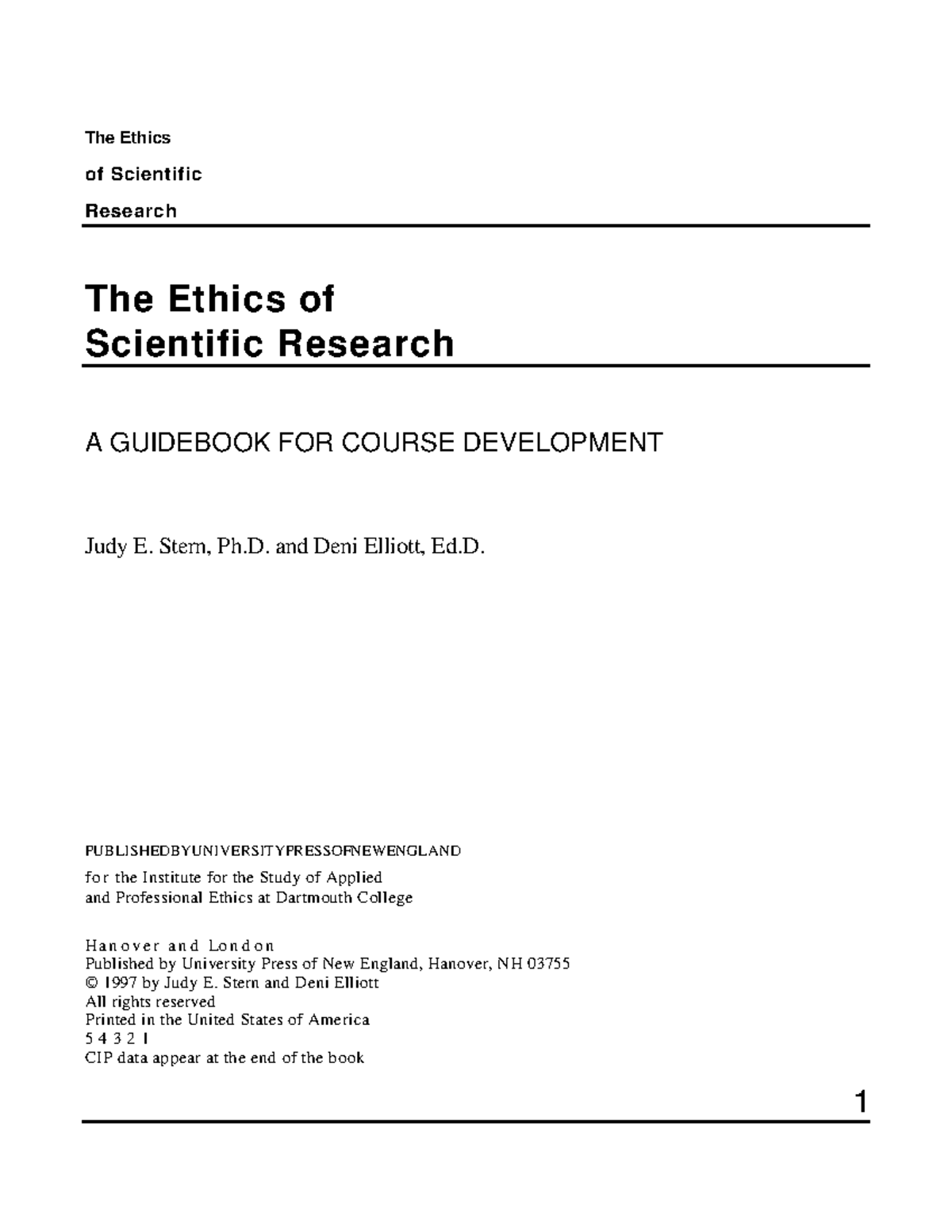RCR The Ethics of Scientific Research A Guidebook for Course ...